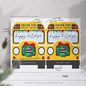 Editable Christmas Bus Driver Thank You Card: Gift Card Holder (instant ...