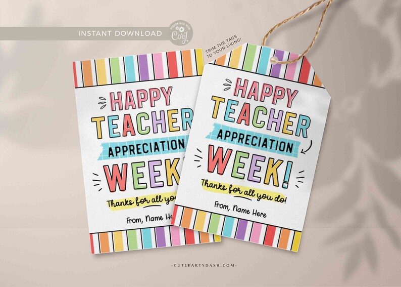 Teacher Appreciation Week Gift Tag Printable Gift for Teachers - Etsy