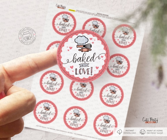 Baked with love Printable Stickers Support Small business | Etsy