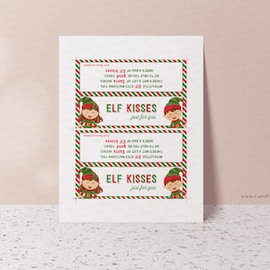 INSTANT DOWNLOAD, Elf Kisses Treat Bag Topper, Editable Christmas Elf ...