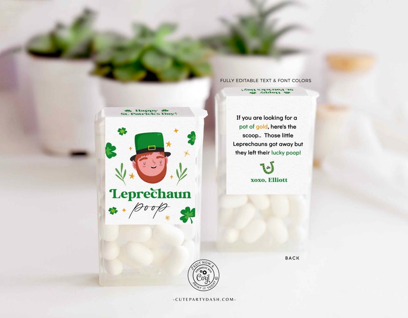 Editable Leprechaun Poop Mint Treat Labels St. Patrick's - Etsy