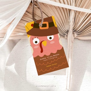 Gobble 'til You Wobble Gift Tag, Thanksgiving Favor Tag, Editable ...