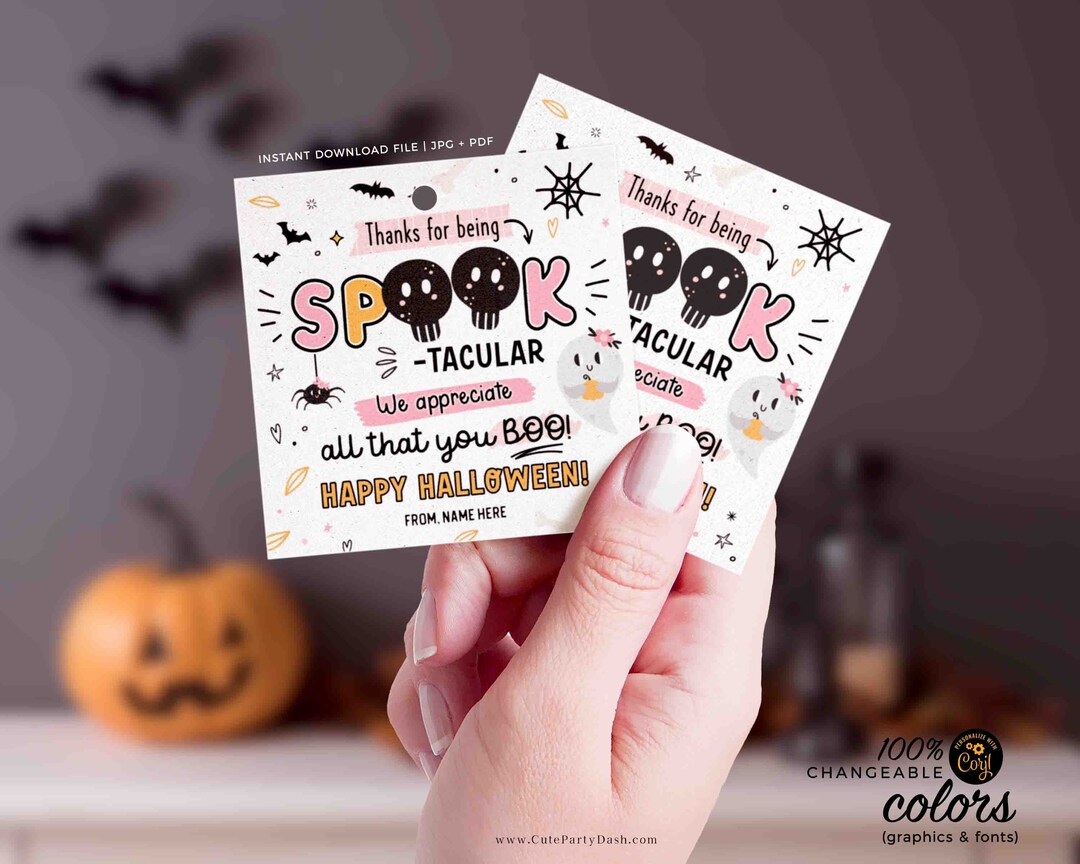 Halloween Appreciation Printable Gift Tags Thanks All You Boo INSTANT ...