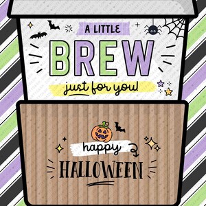 Halloween Coffee Gift Card Holder Template INSTANT DOWNLOAD Editable A ...