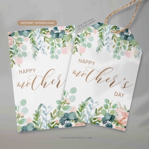 Floral Mother's Day Gift Tags, Printable Greenery Design (PDF) - Etsy