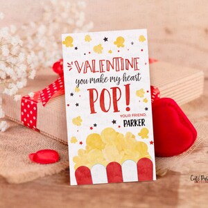 INSTANT DOWNLOAD, Valentine Popcorn Tags, Valentine's Day Card for Kids ...