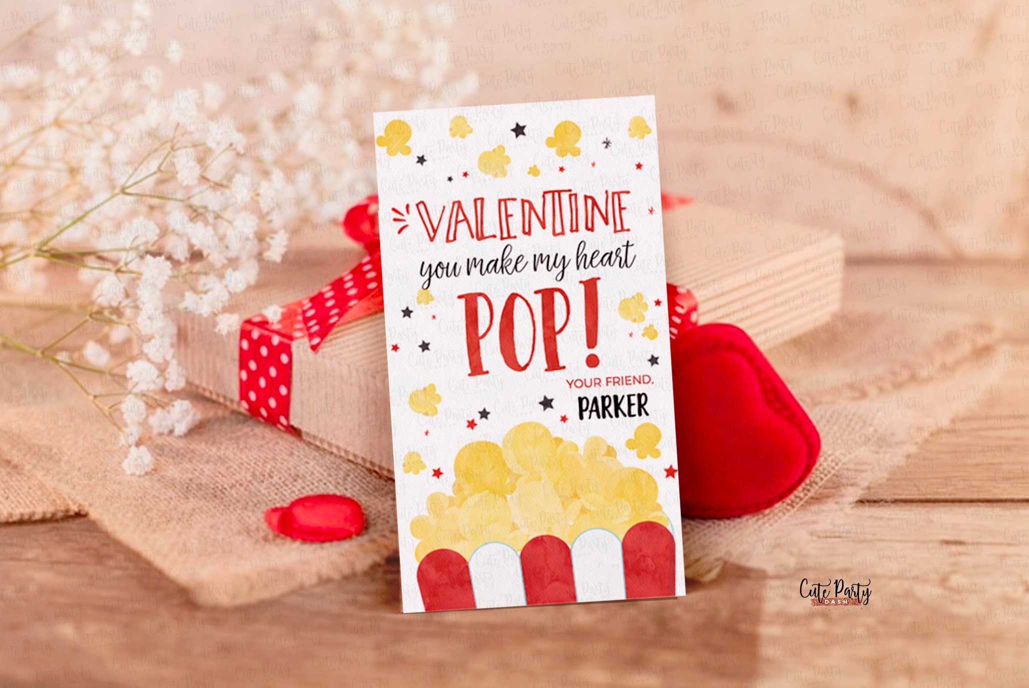 Valentine Popcorn Gift Tag: Editable Favor Tag (instant Download) - Etsy