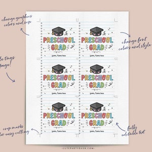 Preschool Graduation Tag Printable INSTANT DOWNLOAD EDITABLE Last Day ...