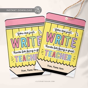 Teacher Appreciation Week Gift Tag Printable Gift for Teachers Gift Box ...