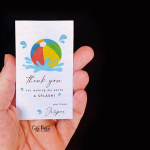 Pool Party Birthday Favor Tag, Beach Ball Printable Gift Tag ...