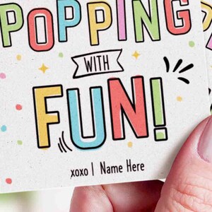Editable Spring Break Gift Tag: Popping With Fun Template (digital ...