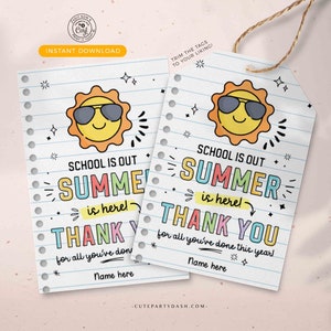 School is Out Summer is Here Gift Tag Editable Have a Great Summer Tag ...