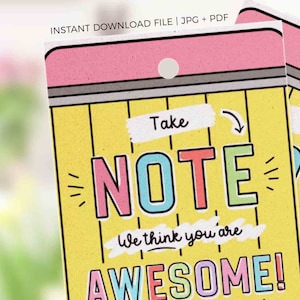Take Note Tag Editable Teacher Appreciation Week Gift Tag Template ...