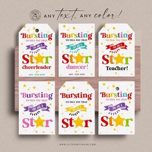 Editable Star Appreciation Gift Tag: Printable Thank You (instant ...