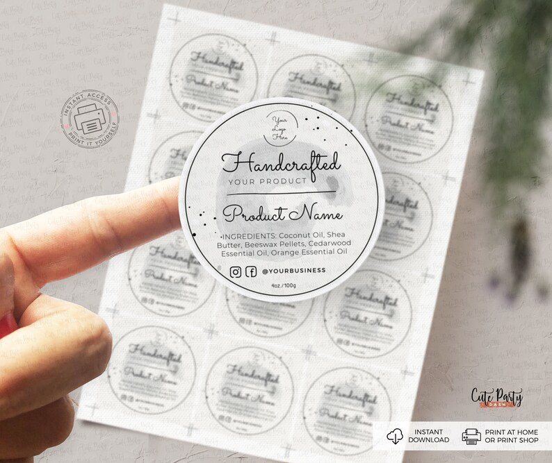 Round Product Label Editable Template INSTANT DOWNLOAD - Etsy