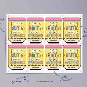 Take Note Tag Editable Teacher Appreciation Week Gift Tag Template ...