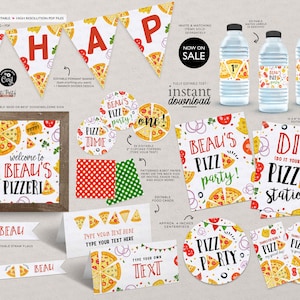 Pizza Party Birthday Signs, Editable Party Sign Decoration, Printable ...