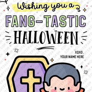 EDITABLE Fang-tastic Halloween Gift Tag Template INSTANT DOWNLOAD Happy ...
