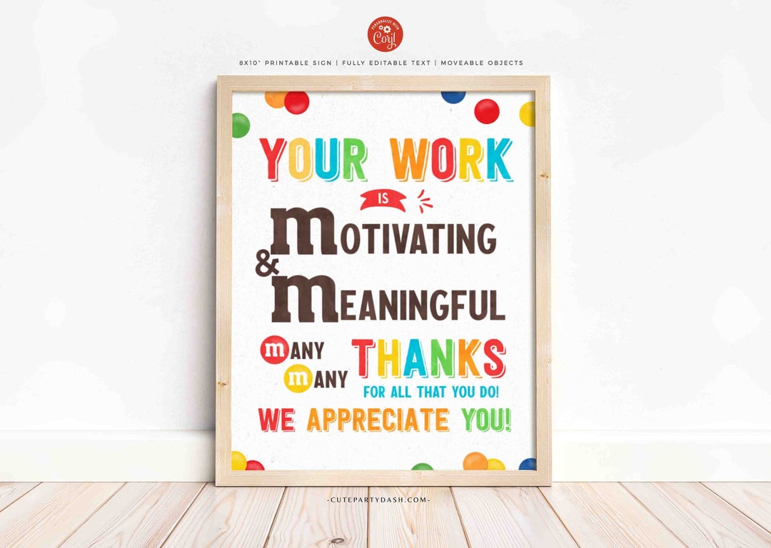 Staff Appreciation Sign Printable INSTANT DOWNLOAD Editable Employee ...