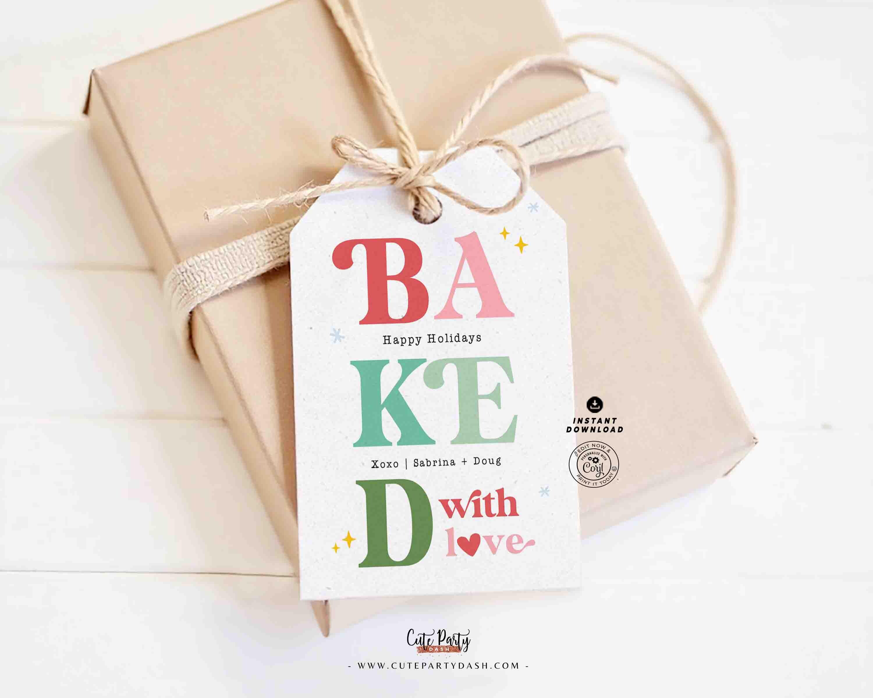 Baked With Love Christmas Gift Tag Printable (instant Download) - Etsy
