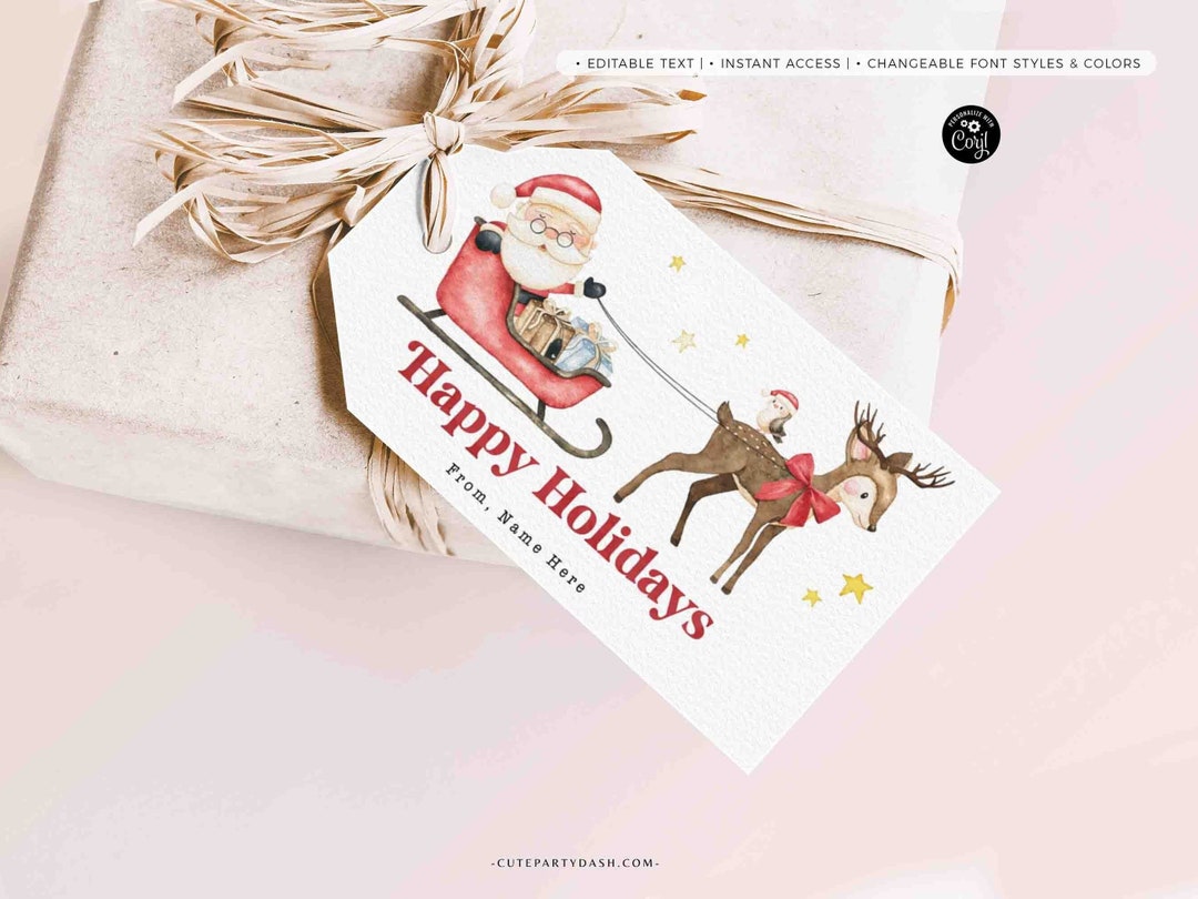 Editable Merry Christmas Gift Tags Printable INSTANT DOWNLOAD - Etsy