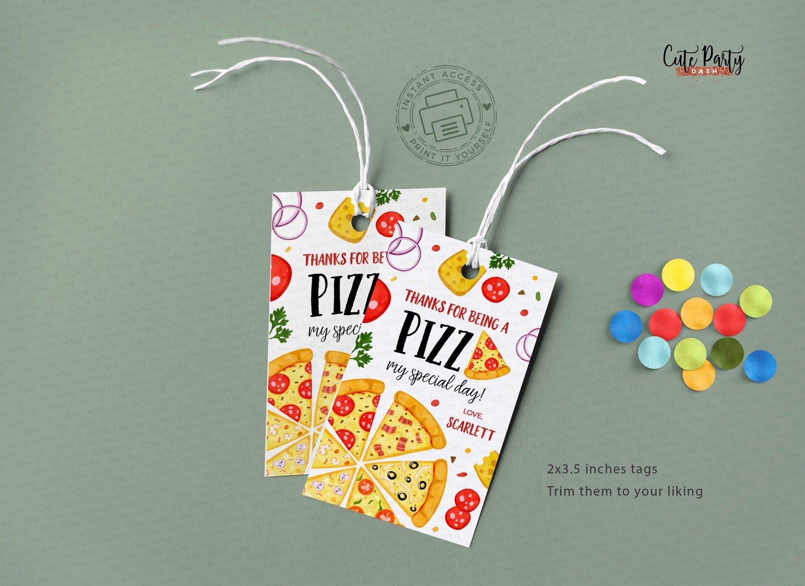 Pizza Party Favor Tags Editable Printable Pizza Making | Etsy