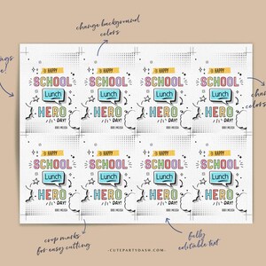 School Lunch Hero Day Appreciation Gift Tag Printable Lunch Hero ...