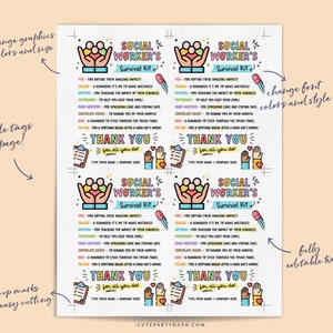 Social Worker's Survival Kit Gift Tags Printable INSTANT DOWNLOAD ...