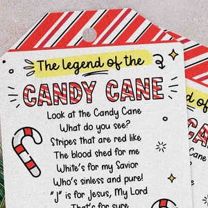 Legend of the Candy Cane Printable Tag INSTANT DOWNLOAD Editable Merry ...