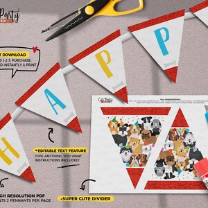 INSTANT DOWNLOAD, EDITABLE Puppy Birthday Decorations, Pet Adoption ...