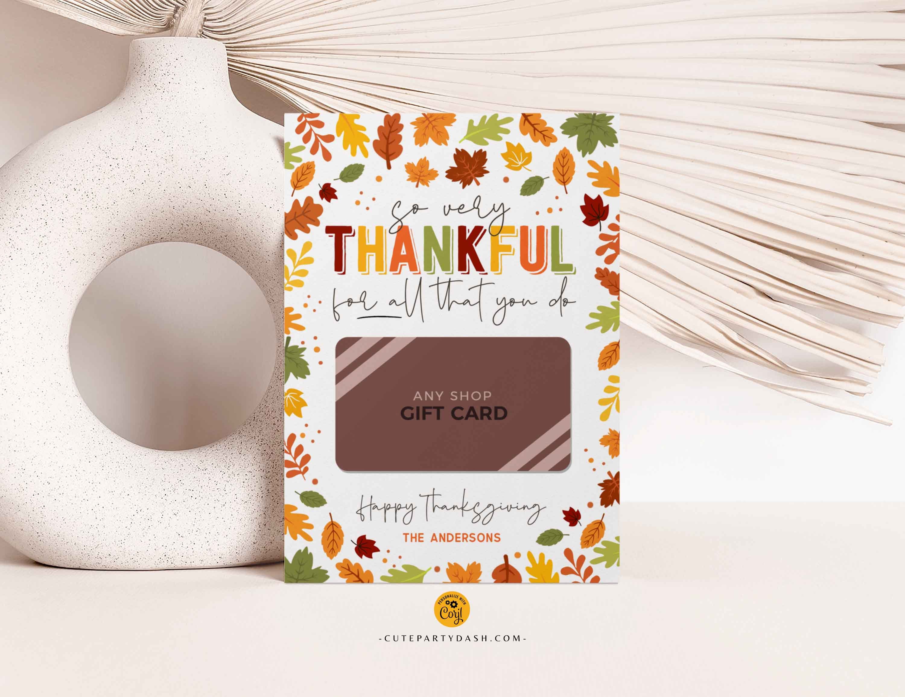Editable Thanksgiving Gift Card Holder Template (instant Download) - Etsy