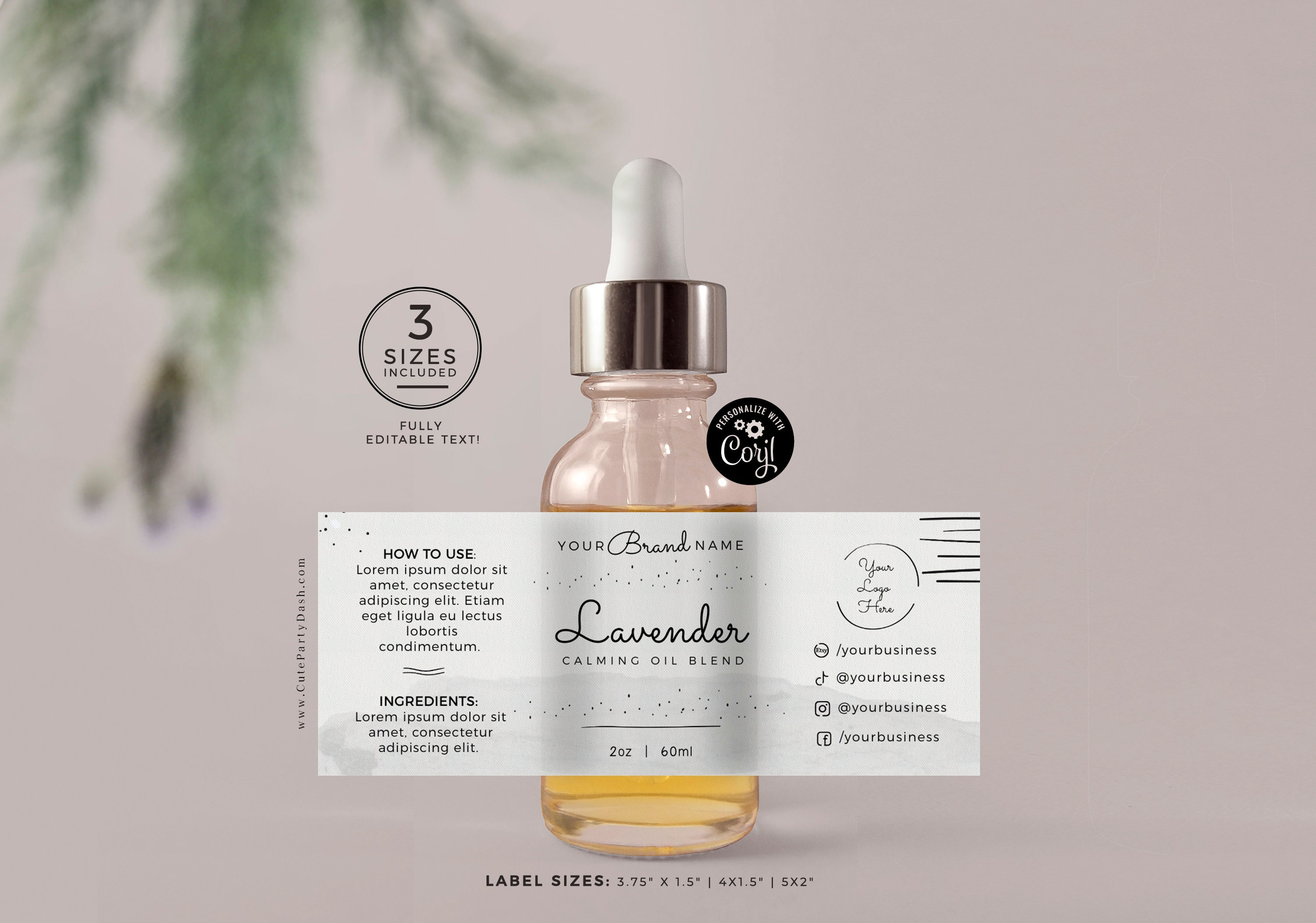 Dropper Essential Oil Label Design Product Label Editable - Etsy