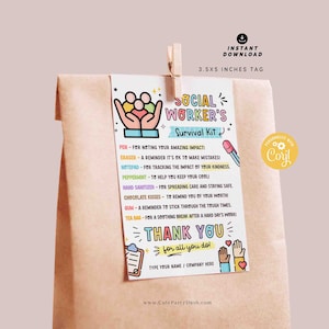 Social Worker's Survival Kit Gift Tags Printable INSTANT DOWNLOAD ...
