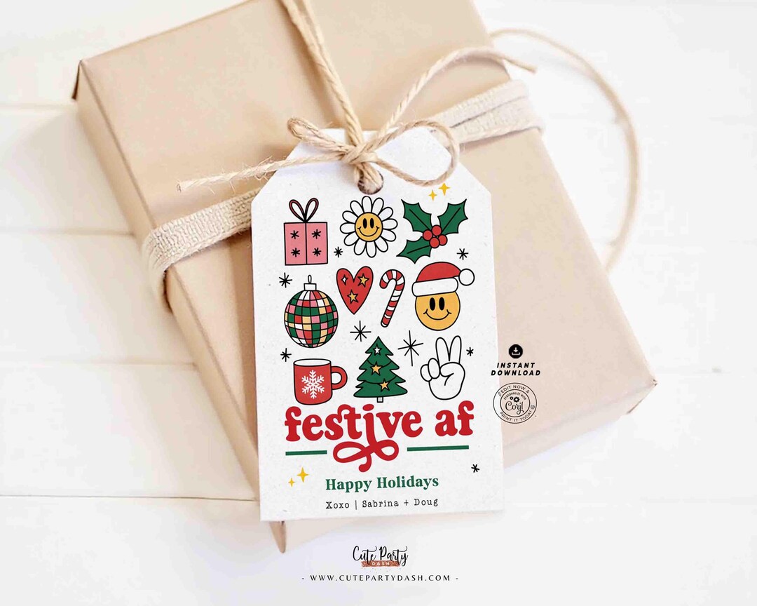 Festive AF Christmas Gift Tag Printable INSTANT DOWNLOAD Secret Santa ...