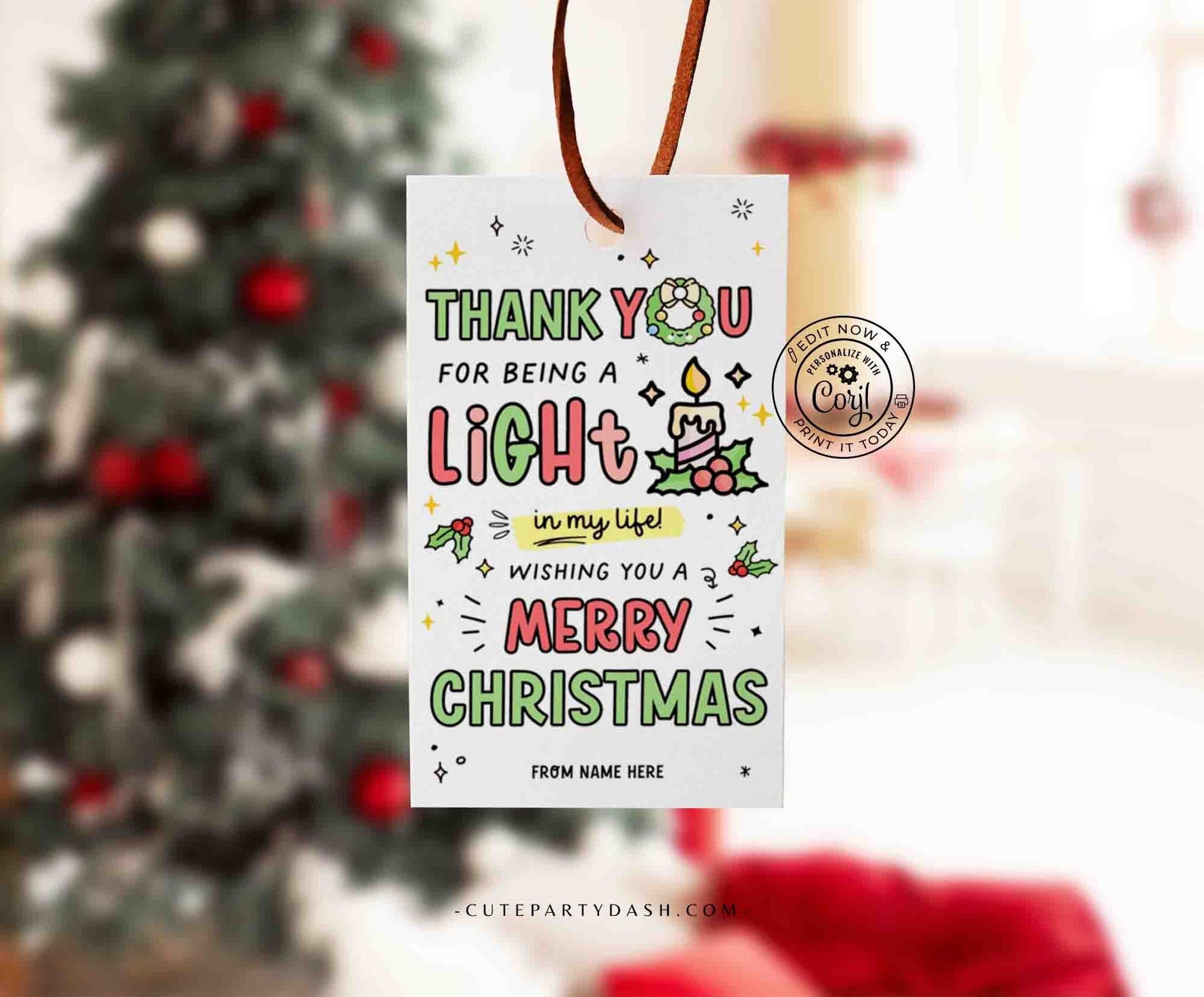 Editable Christmas Gift Tag Printable, Holiday Thank You Tags (instant ...