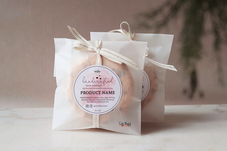 Pink Gold Watercolor Round Product Label Editable Template - Etsy