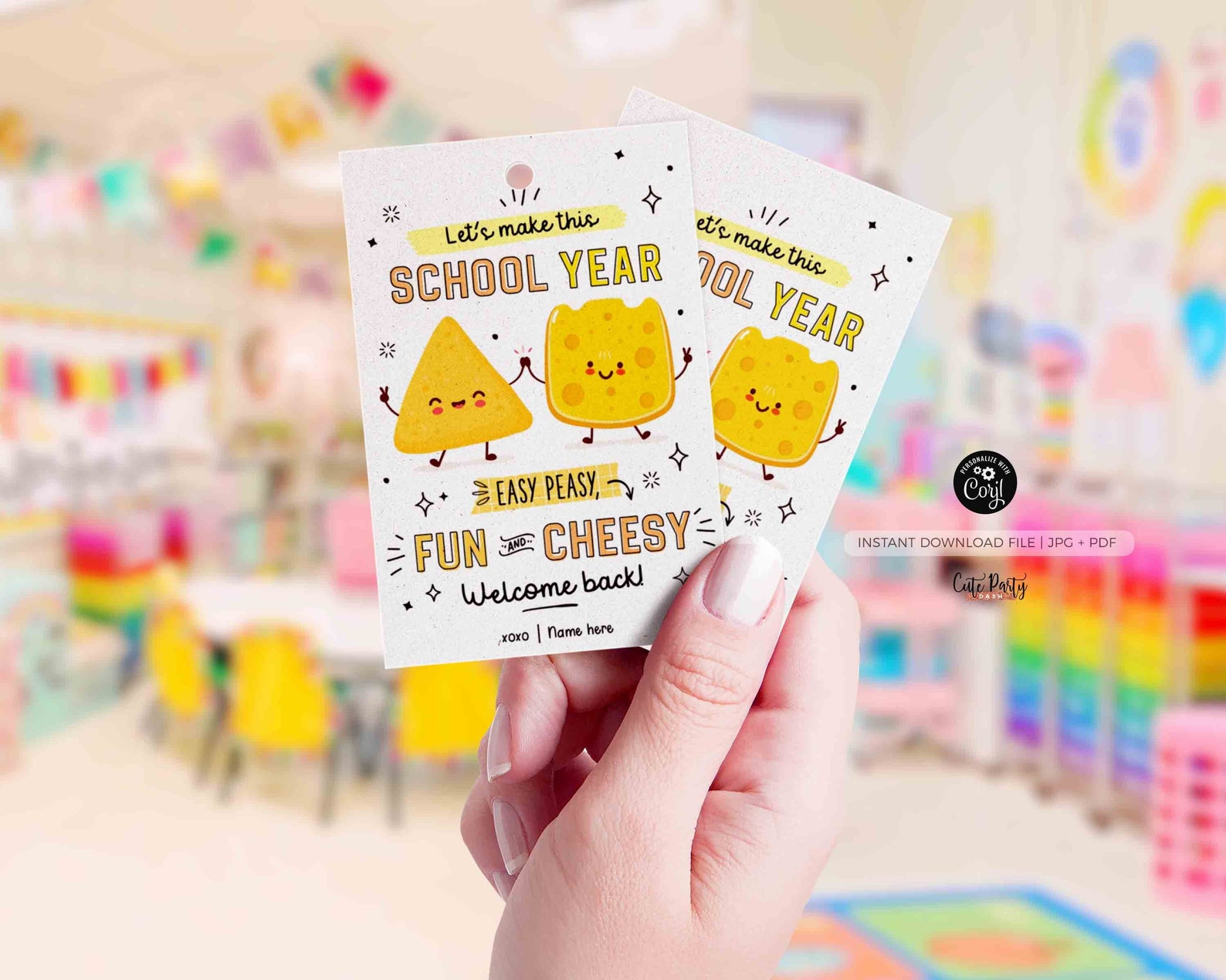 Editable Welcome Back to School Gift Tag: Cheesy Snack (digital ...