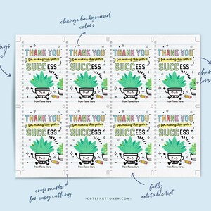 Succulent Thank You Gift Tag: Teacher Appreciation (instant Download ...
