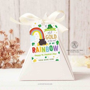 Pot of Gold Rainbow St. Patrick’s Day Gift Tag, Friend Happy St ...
