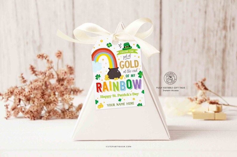Pot of Gold Rainbow St. Patricks Day Gift Tag Friend Happy - Etsy