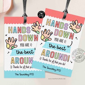 Editable Hands Down You Are the Best Around Gift Tag, Printable Staff ...