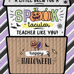 Editable Fall Harvest Teacher Halloween Coffee Gift Card Holder ...