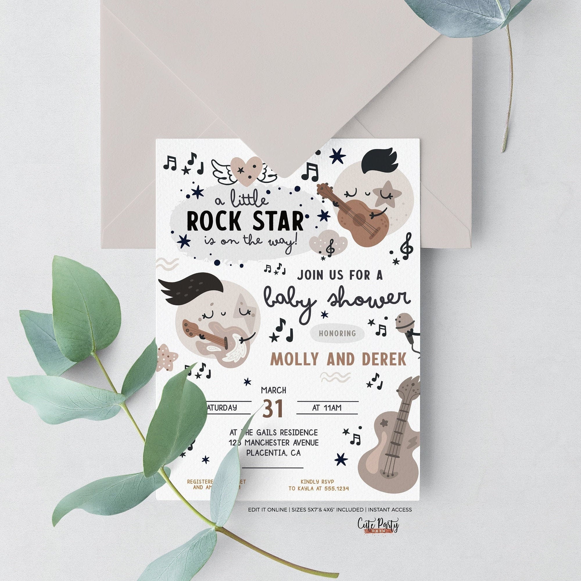 Invitaciones Imprimibles Para Fiesta De Rock Star Para Niñas Psd Rock