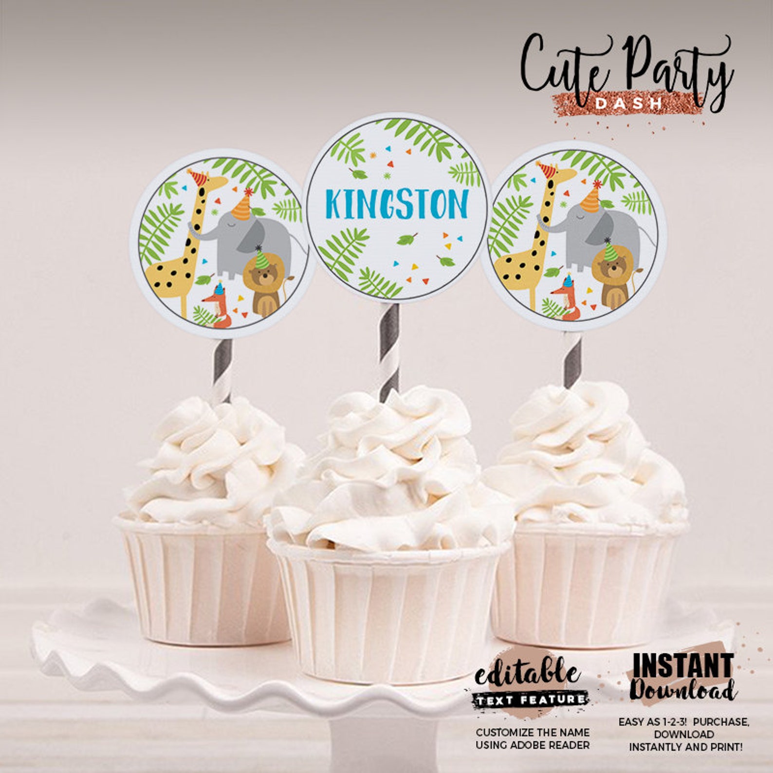 INSTANT DOWNLOAD Party Animals Birthday Favor Tag Zoo Favors | Etsy