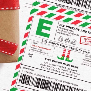 EDITABLE Elf North Pole Shipping Labels, Santa Mail, Christmas Mail ...