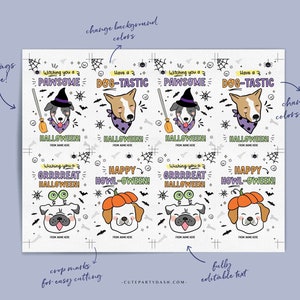 Dogs Halloween Card Bundle for Kids INSTANT DOWNLOAD Editable Happy ...