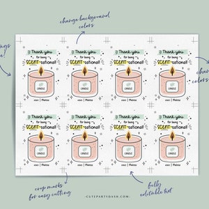 Thank You for Being Scent-sational Candle Gift Tag Printable Editable ...