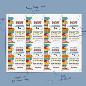 School Librarian Appreciation Gift Tag Printable Editable School ...