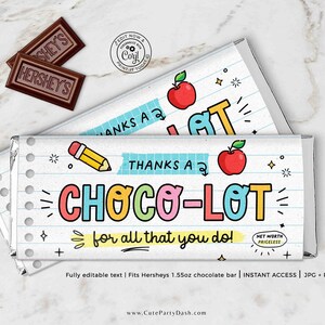 Thanks a Choco-lot for All You Do Chocolate Bar Wrapper INSTANT ...