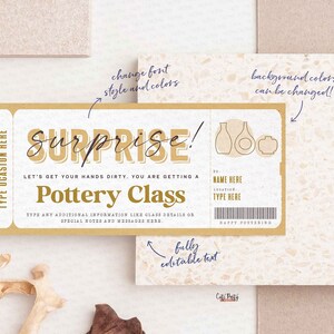 Pottery Class Gift Voucher Certificate, Surprise Pottery Classes Coupon ...